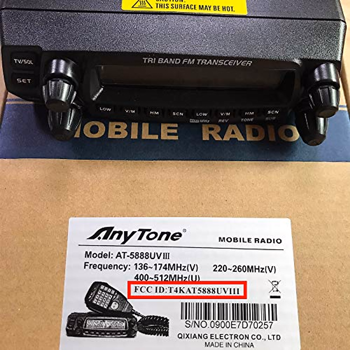 Anytone 5888UV III Tri-Band FM Transceiver Tri-Band Mobile Radio with Free Cable