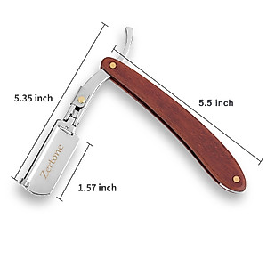 Zertone Straight Razors for Men Natural Wood Scale with 20 Double Edge Blades - Professional and Close Shaving Straight Edge Razor- Manual Shaver, Barber Razor Blade (Aluminum)