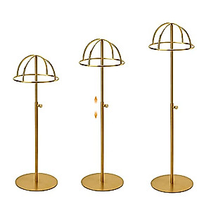 K KAIDIYIN Hat Display Stand Titanium Gold Hat Stand,Set of 2,Height Adjustable Cap Rack, Fingerprint Resistant, Durable Stainless Steel Material