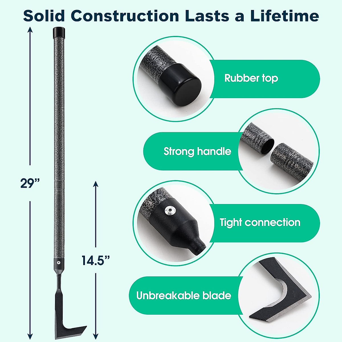 Lilyvane Crack Weeder, Manual Crevice Weeding Tool Weed Puller with 29” Handle for Sidewalk Paver Deck Boards, Crack Weeder Crevice Weeding Tool Metal Handle