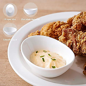 BABALIU 2.5 oz Porcelain Dipping Bowls Set of 10, Mini Bowls White Ceramic Sauce Bowl/Dish, Little Bowls for Soy Sauce, Ketchup, BBQ Sauce, Seasoning, Condiment, Appetizer