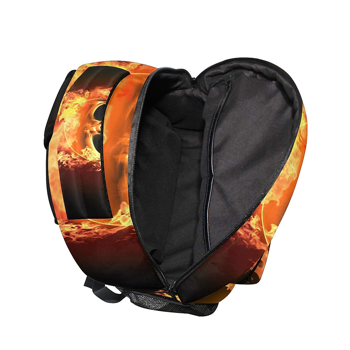 Wamika Fire Skull Backpacks Flaming Skeleton Laptop Book Bag Casual Extra Durable Backpack Lightweight Travel Sports Day Pack for Men Women