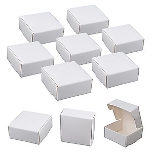 Sdootjewelry Small Gift Boxes 100 Pack, Kraft Gift Boxes Bulk 2.16’’ × 2.16’’ × 0.98’’, Small Cardboard Boxes for Jewelry Packaging, White