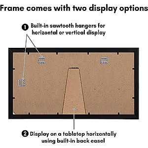 Americanflat 8x16 Collage Picture Frame in Black - Displays Three 5x7 Frame Openings - Engineered Wood Panoramic Picture Frame with Shatter Resistant Glass, Hanging Hardware, and Easel