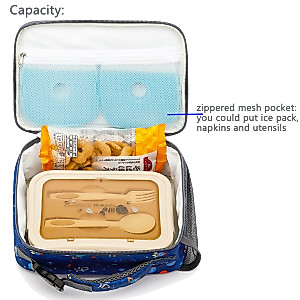 FlowFly Kids Lunch box Insulated Soft Bag Mini Cooler Back to School Thermal Meal Tote Kit for Girls, Boys, Astro&Rocket