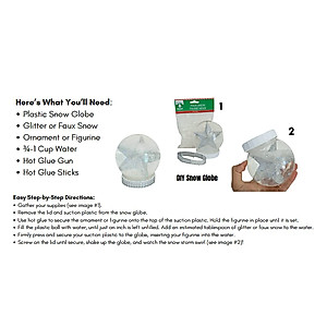 4 inch DIY Plastic Snow Globe with Removable Screw Off lid - Fun DIY Activity for Kids and Family! Snowglobes Creations!