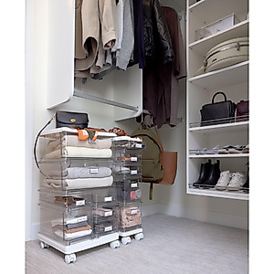iDesign The Sarah Tanno Collection 5-Drawer Stacking Cosmetic Organizer Cart, Clear and White
