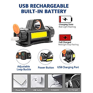 MyToolGift 2 Packs LED Headlamps, Portable, Long Range, Rechargeable, High Lumen, Battery Powered