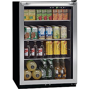 Frigidaire FRYB4623AS Beverage Center holds up to 138 12 oz. cans, Contemporary Handle Design, Electronic Temperature Control with LED Digital Display, Reversible Door Swing Option, in Silver