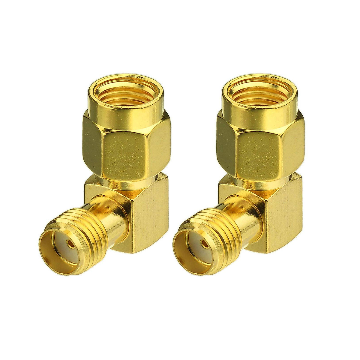 Bingfu RP-SMA Male to SMA Female Right Angle Antenna Connector Adapter (2-Pack) for FPV Drone Controller WiFi Router PCIE Network Card Adapter Security Camera 4G LTE Cellular Trail Camera