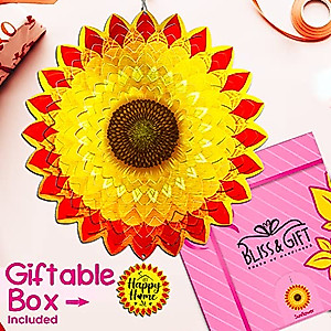 Wind Spinners for Yard and Garden - 12 inches Large - 3D Reflective Stainless Steel Hanging Wind Spinners - Home or Outdoor Decor - Kinetic Metal Art Design - Ideal for Gifts (12 Inches, Sunflower)