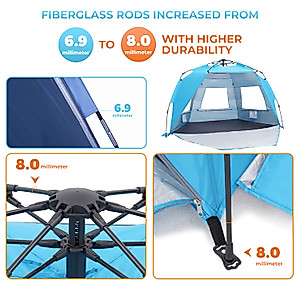 SweetBin Pop Up Beach Tent, Portable Beach Folding Sun Shade Shelter, UPF 50+ Protection, Easy Setup and Carry, Double Silver Coating with 3 Ventilation window, Large Size Perfect for Family 4 People