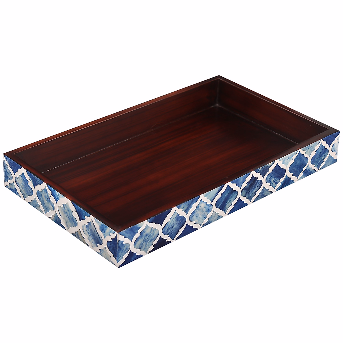 Handicrafts Home Handmade Moroccan Pattern 10x6 Towel Tray - Small Bathroom Tray, Guest Towel Holder, Decorative Napkin Holder, Bathroom Countertop Storage, Kitchen Hand Towel Holder Moroccan Blue