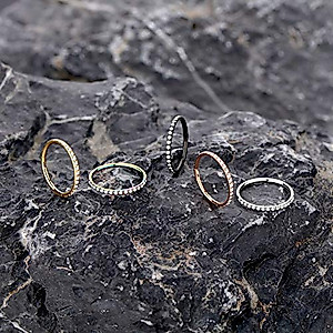 WBRWP 316L Stainless-Steel Hinged Nose Rings Hoop : Womens and Mens Ear Pierecing Ring with Zircon 20G(0.8mm) Septum Clicker Helix Cartilage Hoop Diameter 8mm, Black Color