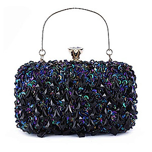 UBORSE Women Clutch Wedding Purse Rhinestone Crystal Beaded Bags Cocktail Party Bridal Prom Handbag for Women (Blue)