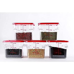 CMI 6 Qt Commercial Grade Square Food Storage Containers with Lids,Polycarbonate,Clear - Pack of 5