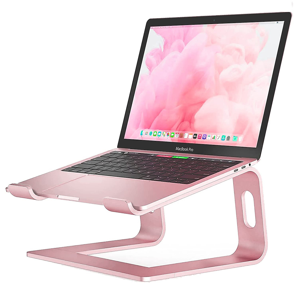 AMOTIE Laptop Desk Stand, Ergonomic Aluminum Laptops Elevator for Desk, Notebook Holder Stand Compatible with MacBook Pro/Air HP Lenovo Samsung Huawei ，All 10-15.6" Laptops，Pink Gold