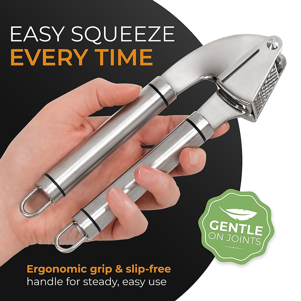 ORBLUE Garlic Press Stainless Steel - Premium Professional Grade Garlic Mincer, Crusher & Peeler Set - Easy Clean, Dishwasher Safe & Rust-proof