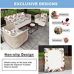 NILUOH 12 Pcs Patio Cushion Covers Stretch Outdoor Sofa Couch Cushion Covers, Waterproof Replacement Patio Cushion Covers for Outdoor Chair Furniture Protector, Covers Only, 20-27 Inch