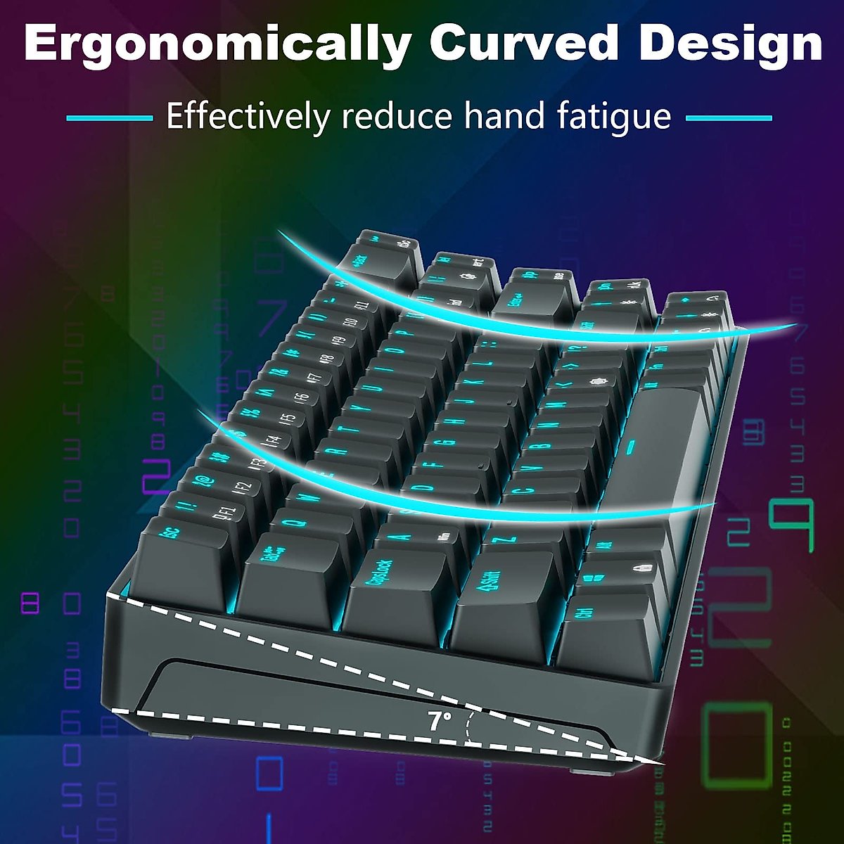 RK ROYAL KLUDGE RK68 (RK855) 65% Mechanical Gaming Keyboard, RGB Backlit Ultra-Compact 60% Layout 68 Keys Wired Keyboard, Hot Swappable Keyboard with Stand-Alone Arrow/Control Keys, Red Switch, Black