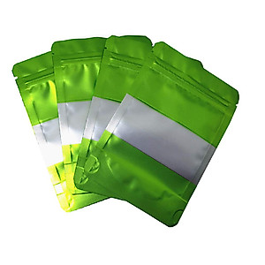 PABCK 3.5x5.1 inch Frosted Green Resealable Stand Up Bags with Window Heat Seal Bulk Food Storage Packaging Foil Pouches Pack of 50