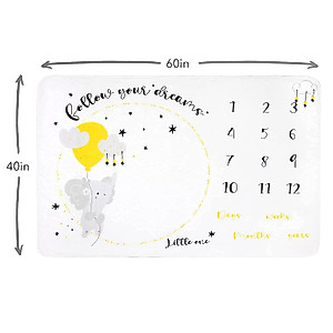 TreadSoft Baby Milestone Blanket for Boys & Girls | Personalized Baby Blanket for Newborn Including Props | Gender Neutral Baby Gift | 60 x 40 Inches