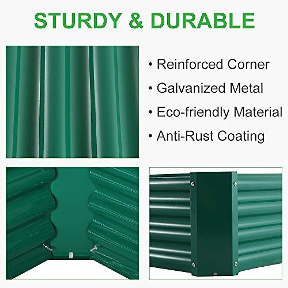 GROWNEER 4 x 3 x 1 Feet Green Metal Raised Garden Bed with 4 Pcs Garden Stakes, 1 Pair of Gloves and 15 Pcs Plant Labels, Elevated Planter Box for Vegetables, Fruits, Flowers, Herbs