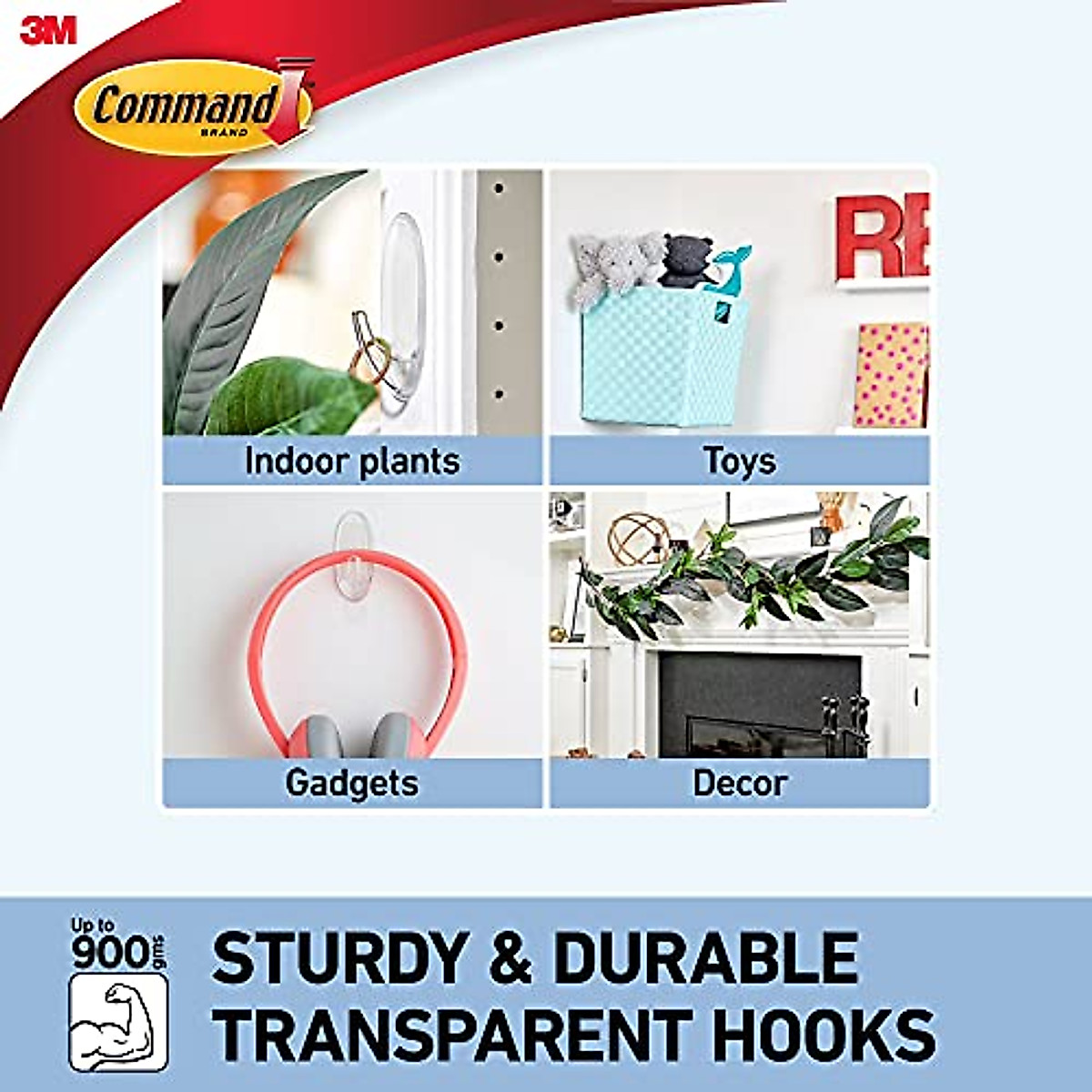 Command Plastic Hooks, Medium, Clear, 2-Hooks (17091CLR-ES)