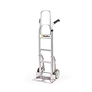 HaulPro Heavy Duty Hand Truck - Aluminum Dolly Cart for Moving - 500 Pound Capacity - 8" Rubber Wheels - 54" H x 18.5" W with 17.5 x 9 Nose Plate