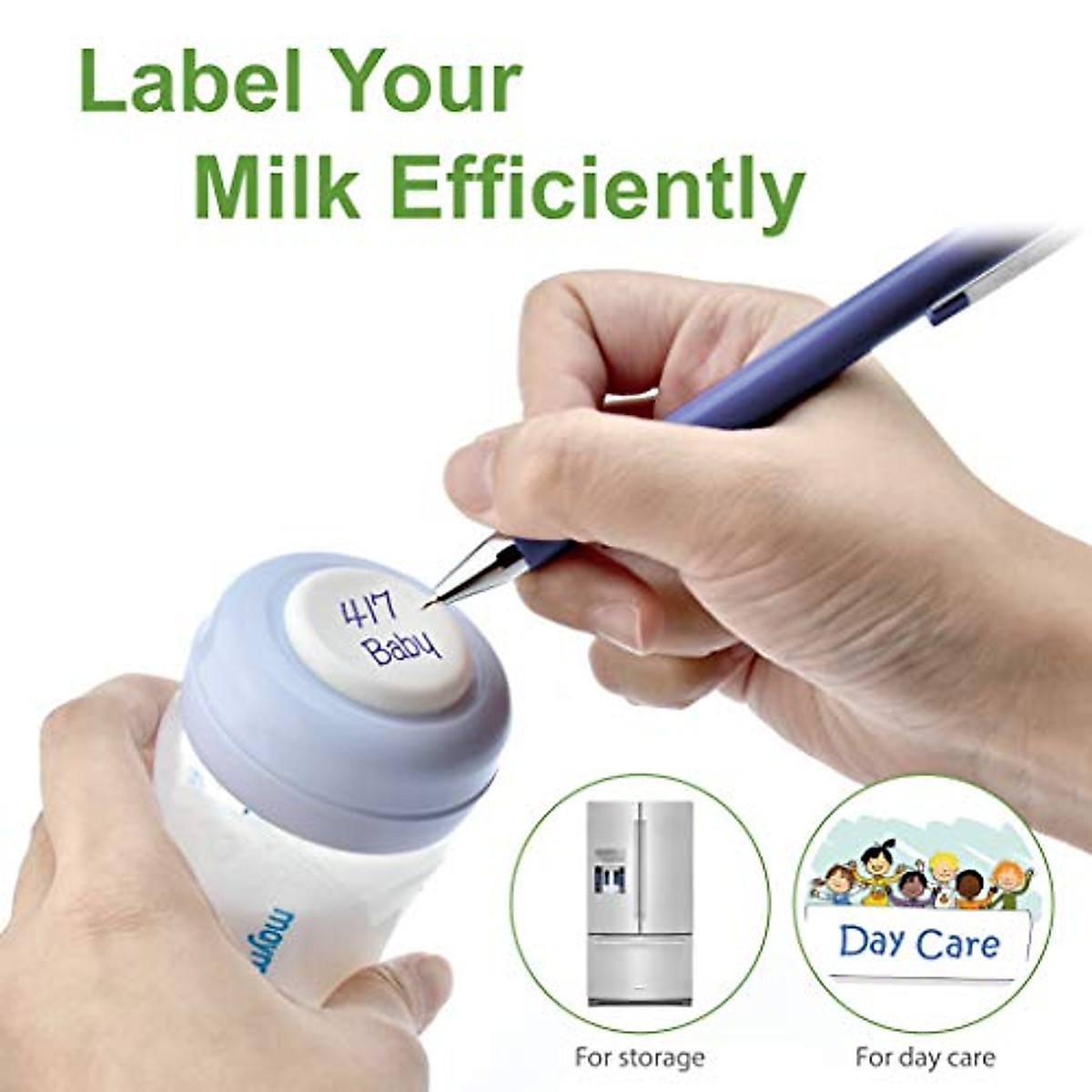 Maymom Wide-Mouth Milk Storage Collection Bottle with SureSeal Sealing Disk; Compatible with Spectra/Motif Luna/Ameda MYA/Bellababy Pumps. Can Replace Spectra S1 S2 Bottles, 6 pc (4.7Oz/140mL, 6pc)