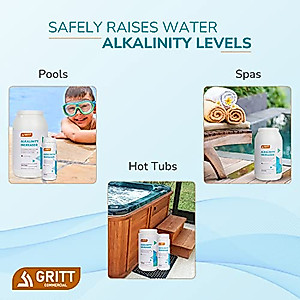 Gritt Commercial Alkalinity Increaser Plus for Swimming Pool, Spa, & Hot Tub Water - Powder Formula - Keeps up Pool Health, Reduces Equipment Wear & Tear, Staining, and Scaling - 2 lbs