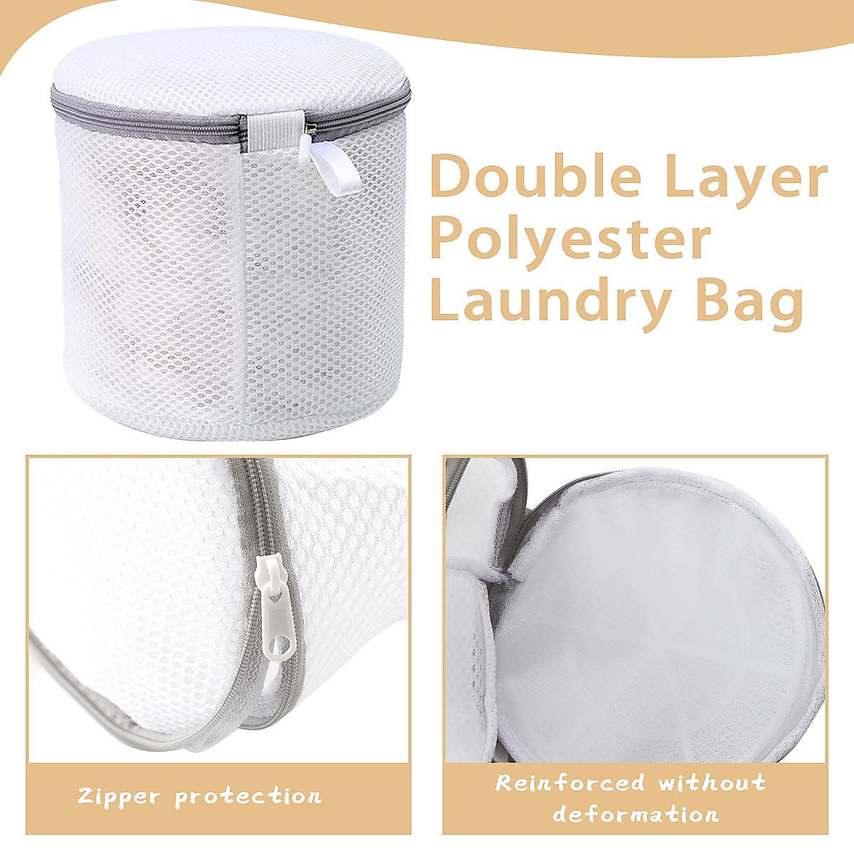 3 PCS Lingerie Bags for Washing Delicates, Bra Washing Bags for Laundry Washing Machine, Underwear Washing Bag, Bra Washer Protector, Grey