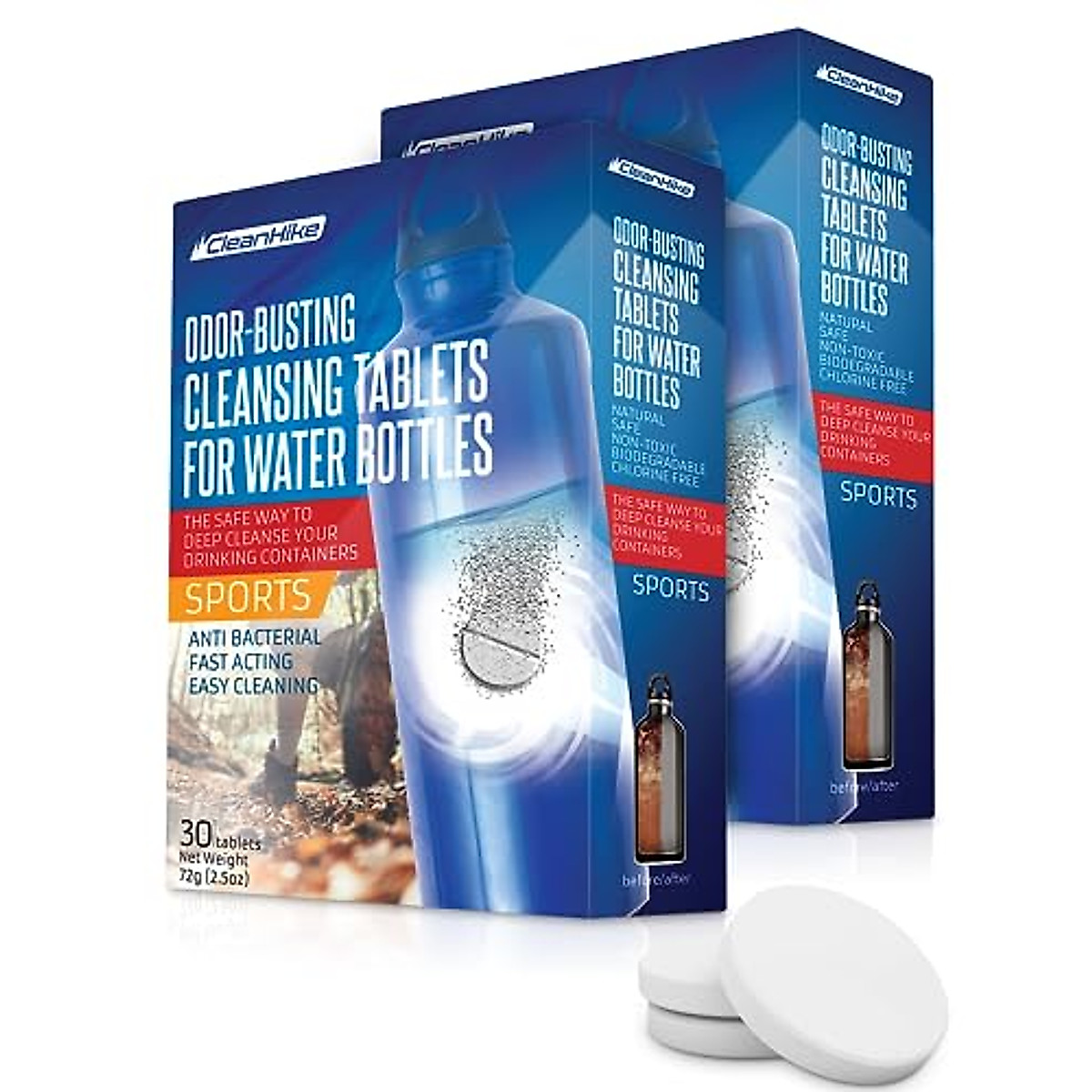 Tumbler Water Bottle Cleaning Tablets - (60 Tablets) All Natural Ingredient, Great for All Stainless, Plastics, Ceramic and Glass Drinking Containers, Individually Packed (2)