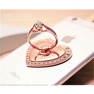 Universal Phone Ring Bracket Holder,UCLL Love Heart Diamond Shape Finger Grip Stand Holder Ring Car Mount Phone Ring Grip Smartphone Ring Stent Tablet Rose Gold