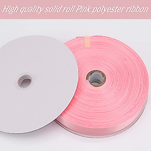 Baocuan Pink Ribbon for Gift Wrapping 1 inch x 100 Yards Satin Craft Fabric Roll Perfect for Art Wedding Decor Valentine Mardi Gras Easter Bows