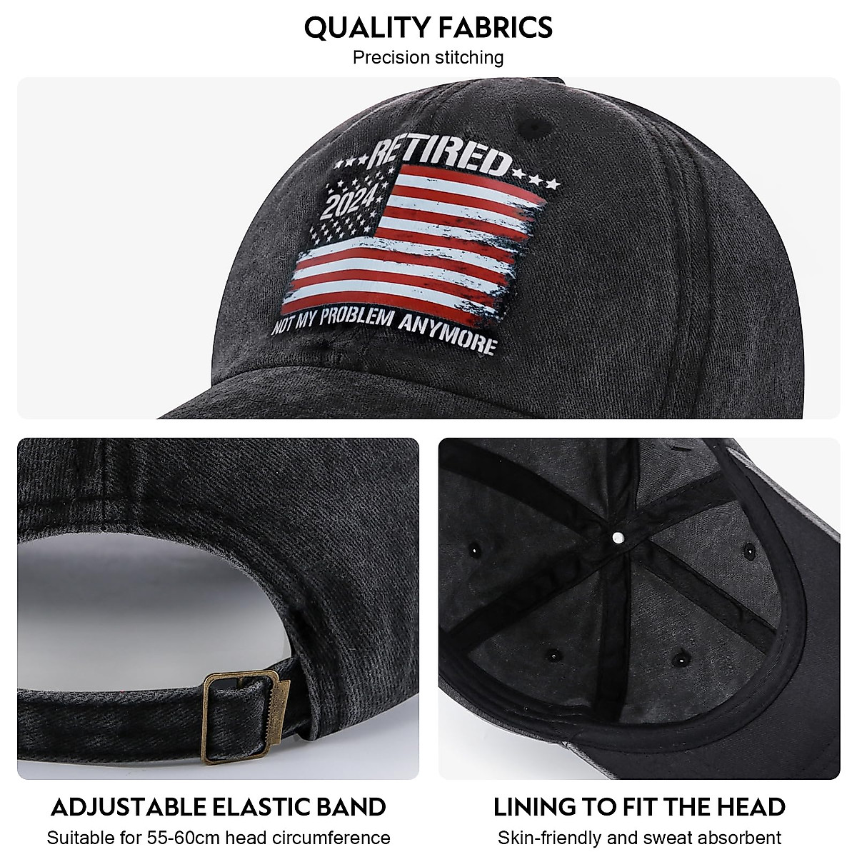 LAMCEPLU Retirement Gifts for Men, Retirement Hats 2024, Retirement Party Decorations, Adjustable Cotton Printed Baseball Cap (US, Alpha, One Size, Large, Standard, Grey)