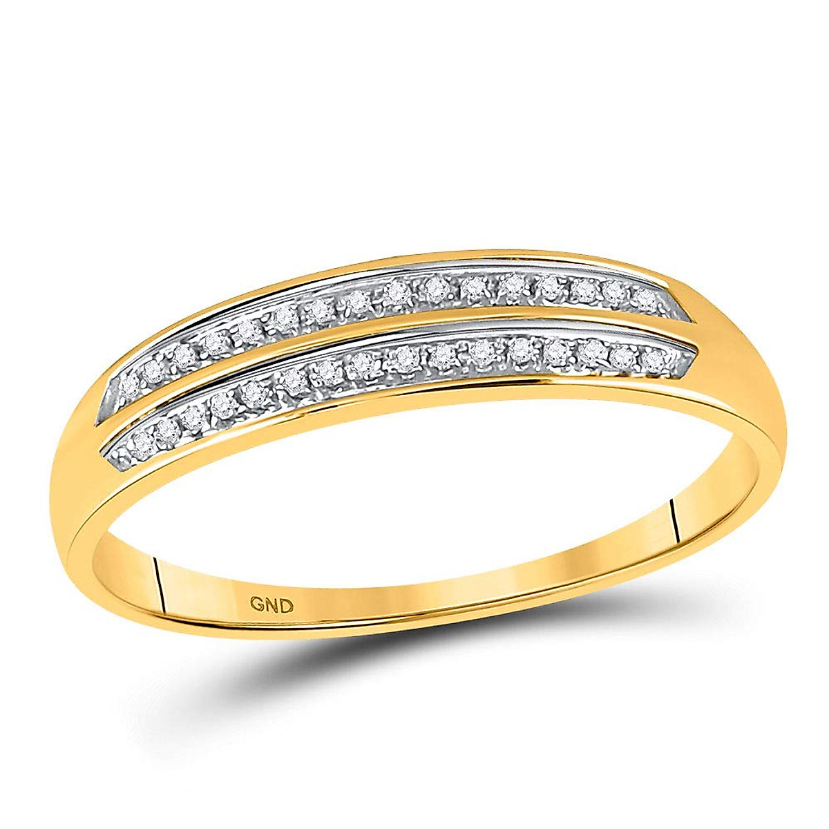 Sizes - L = 9, M = 9 - 10K Yellow Two Tone Gold Round Diamond Trio Three Ring Set - Matching His and Hers Engagement Ring & Wedding Bands - Micro Pave Marquise Center Setting Shape (.28 cttw.) - Please use drop down menu to select your desired ring sizes