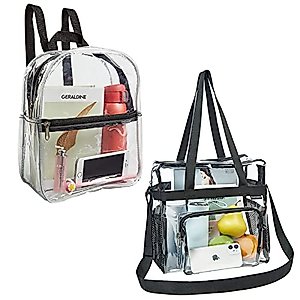 Clear Bag Stadium Approved Clear Mini Backpack Heavy Duty Cold-Resistant Transparent PVC Backpack with Work, Security Travel & Stadium