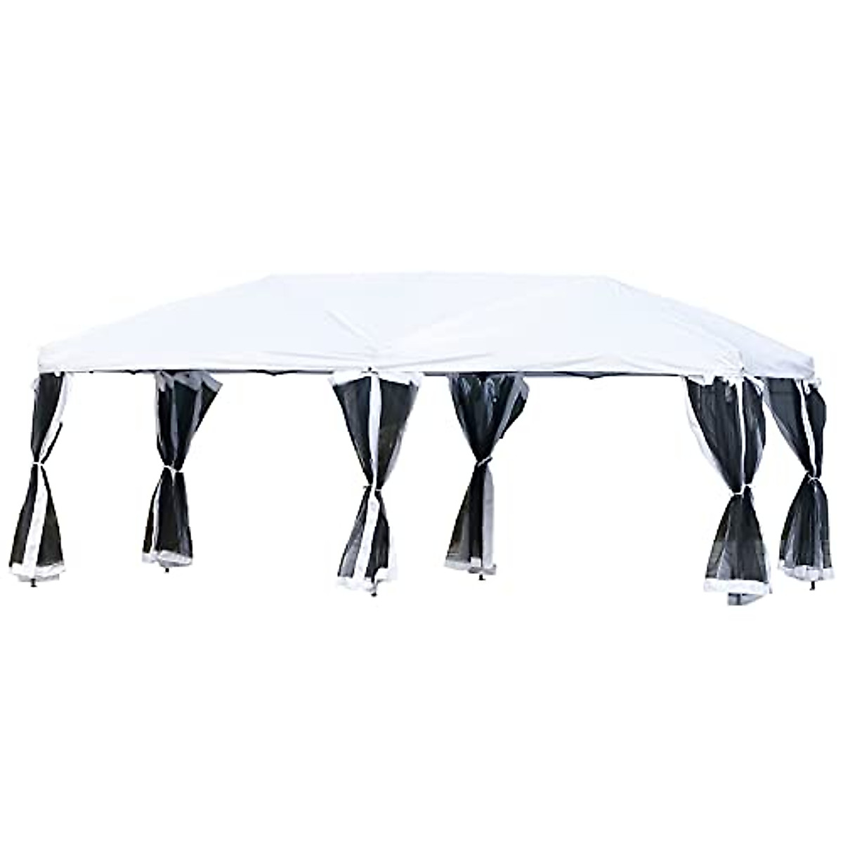 Outsunny 10' x 20' Pop Up Canopy with 6 Sidewall Mesh Netting, Outdoor Party Event Tent with Oxford Fabric Roof for Backyard Garden Patio, Cream White