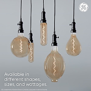 GE Vintage Style LED Light Bulb, 40 Watt, Amber Finish, G63 Large Globe Bulb (1 Pack)