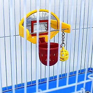 WskLinft Bird Chew Toy Sports Training Easy Installation Mini Basketball Hoop Parrot Playing Toy for Parakeets Random Color