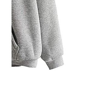 SweatyRocks Women's Casual Heart Print Long Sleeve Pullover Hoodie Sweatshirt Tops Grey XL