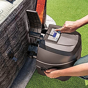 Intex 28451EP PureSpa Plus 6 Person Portable Inflatable Square Hot Tub Spa with 170 Bubble Jets and Built in Heater Pump, Greystone