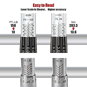 ARUCMIN 1/2-Inch Drive Click Torque Wrench (10-150 ft.-lb./13.6-203.3 Nm) Dual-Direction Adjustable Torque Wrench Set
