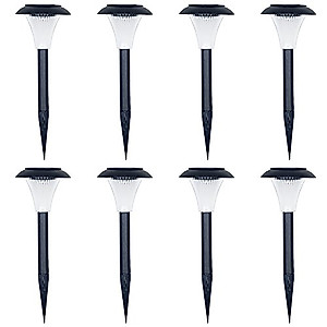 Solar Powered Lights (Set of 8)- LED Outdoor Stake Spotlight Fixture for Gardens, Pathways, and Patios by Pure Garden
