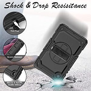 BASE MALL Case for Samsung Galaxy Tab A7 Lite 8.7-inch Tablet Case 2021 [with Tempered Glass Screen Protector], Rotatable Kickstand, S Pen Holder, Hand/Shoulder Strap (Black)