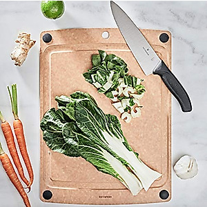 Epicurean All-In-One Cutting Board with Non-Slip Feet and Juice Groove, 14.5" × 11.25", Natural/Black