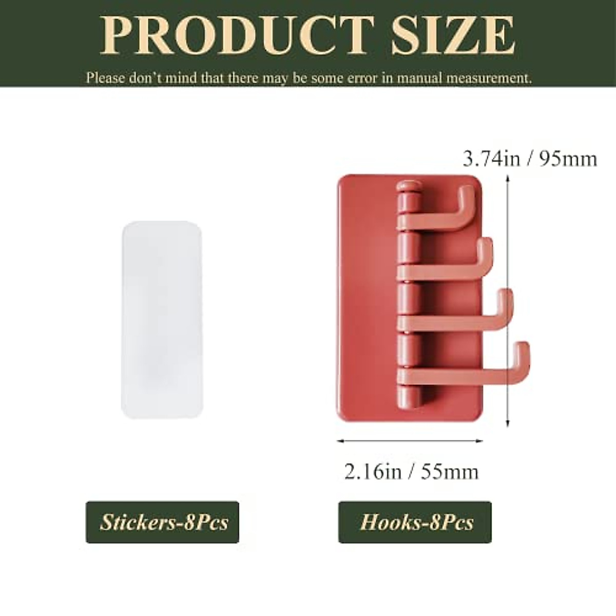 bumnay 8Pcs Wall Adhesive Hooks with 4 Rotatable Arms for Hanging, 180 Degree Rotating Folding Self Adhesive Wall Sticker Hook Racks for Home Kitchen Bathroom RV Wall Mount