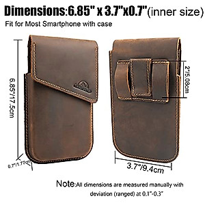 Topstache Leather Phone Holster,Samsung S22 Plus Belt Holder, Case for Belt,Universal Phone Pouch with Belt Clip for iPhone 13 Pro Max/14 Pro Max, Flip Cellphone Cases