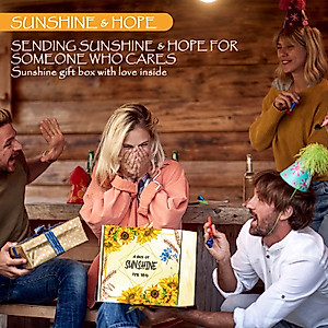 Sending Sunshine Gifts for Women, Mothers Day Gifts for Mom, Care Package for Women, Get Well Soon Gifts Basket, Unique Birthday Gifts Box with Inspirational Blanket Candle for Women, Her, Mom, Wife